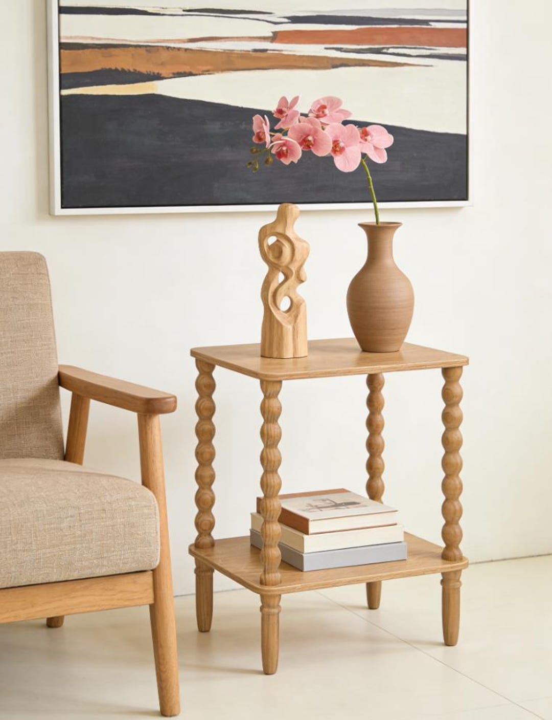Walnut Spindle Leg Side Table - Etsy