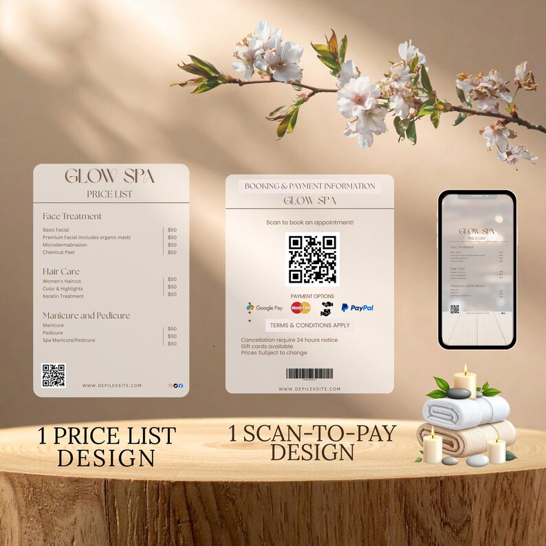 Price List Template | Editable in Canva | Spa & Salon Services Menu ...