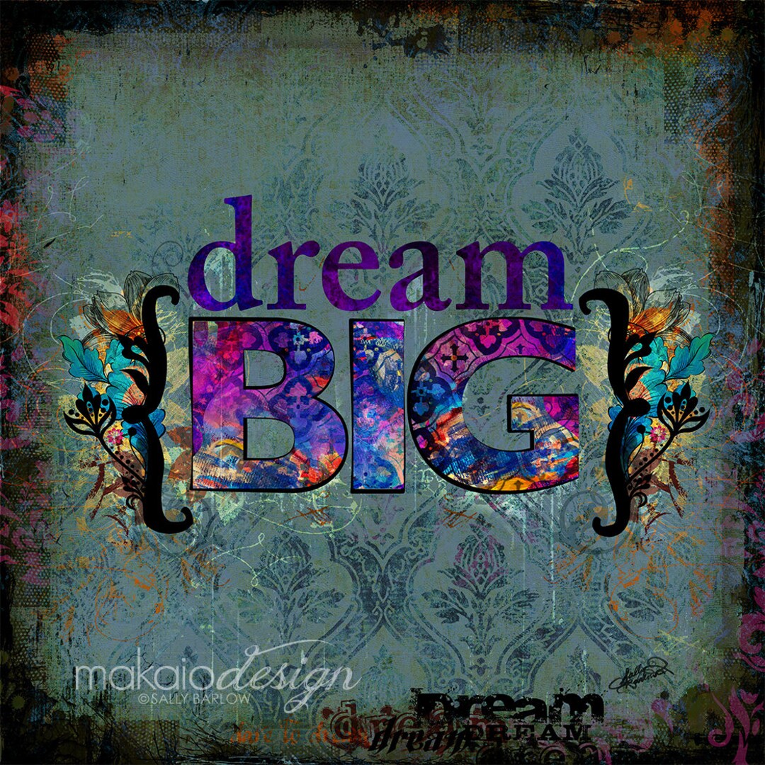 Dream BIG Whimsical Colorful Art on Canvas - Etsy