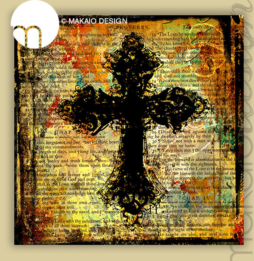 Bible Verse Cross Art, Orange Cross Art, Christian Art Canvas Gallery ...