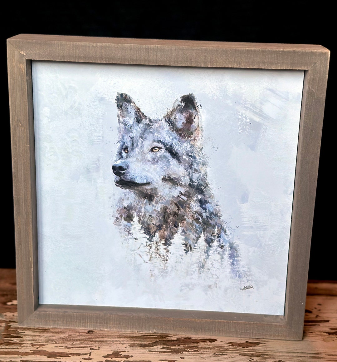 10x10 Wood Framed Wolf Art - Etsy