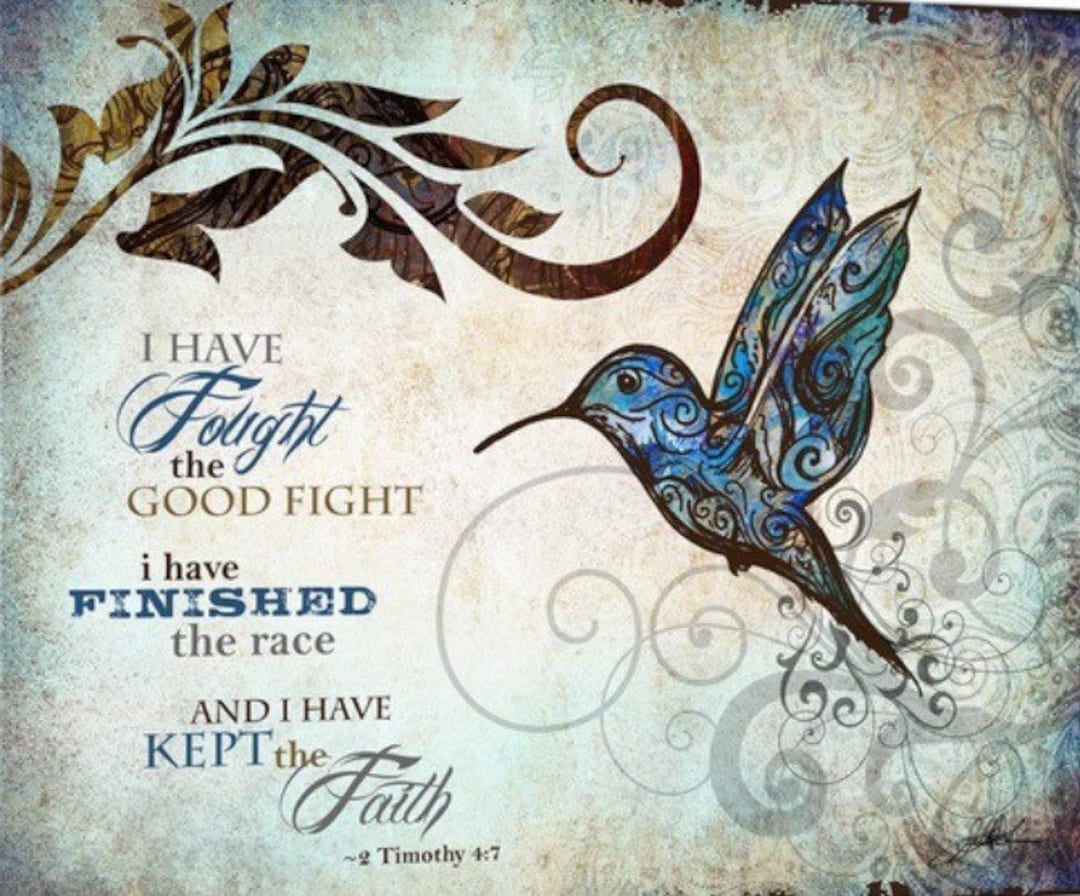 Hummingbird Scripture Mixed Media Art Illustration Painting Print ...