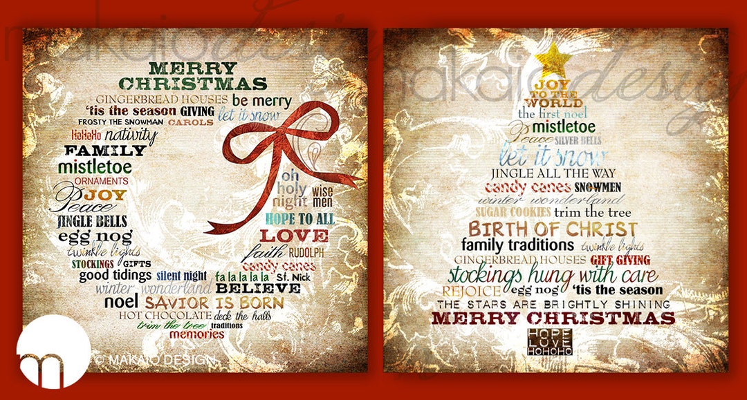 Christmas Word Art, Christmas Subway Art, Set of 2 Christmas Art ...