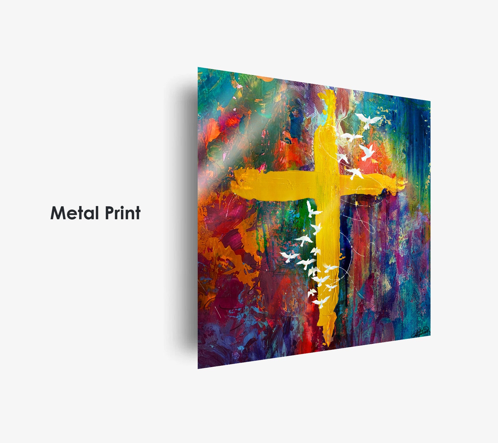 Colorful Abstract Cross Mixed Media Painting where Hope | Etsy