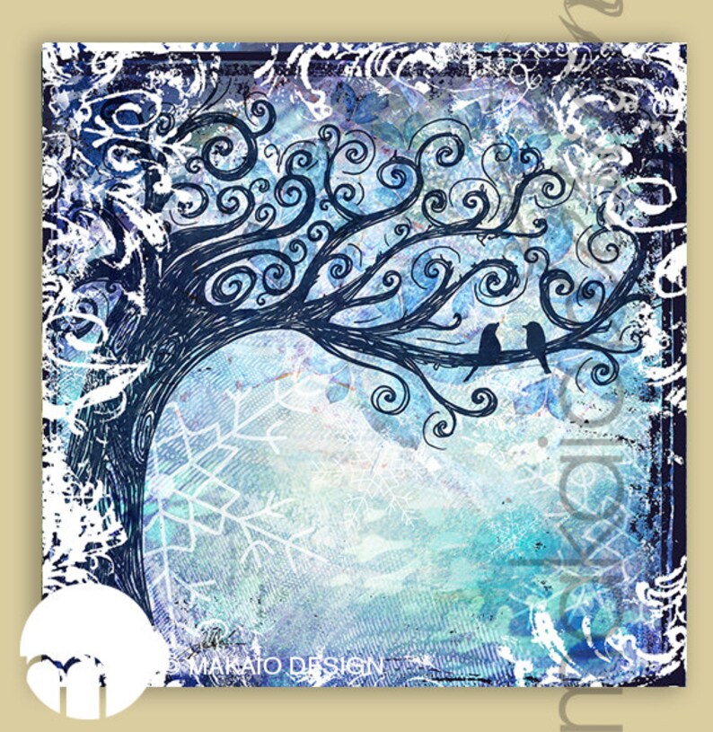 Winter Wonderland Tree Birds Mixed Media Gallery Wrapped - Etsy