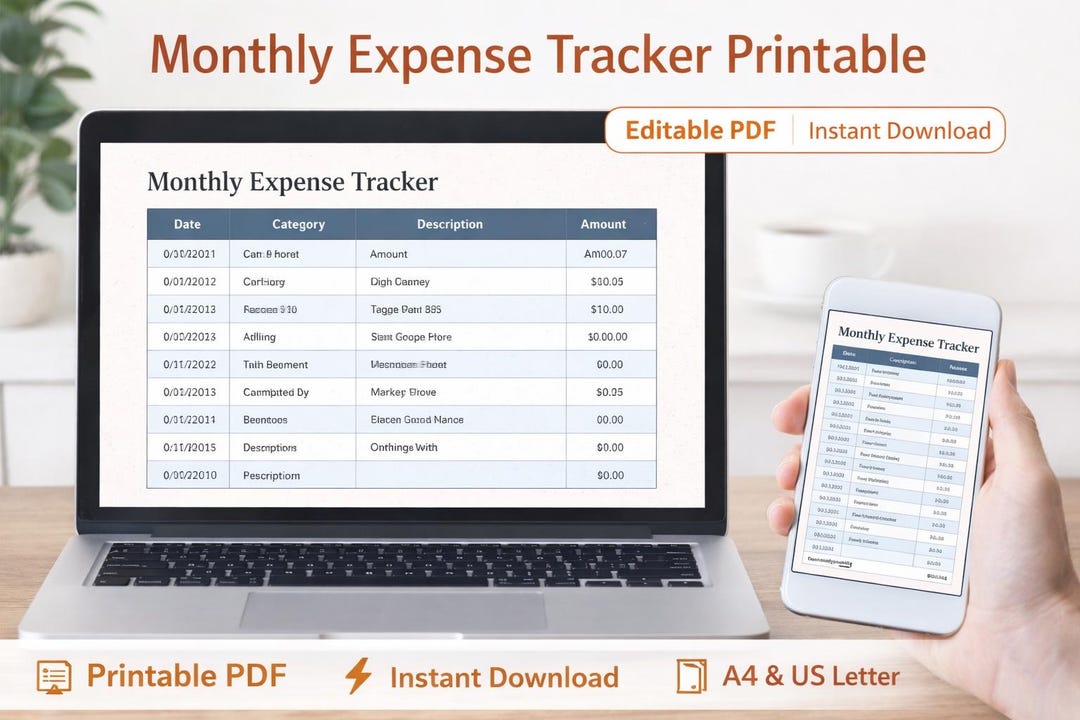 Monthly Expense Tracker Printable - Etsy