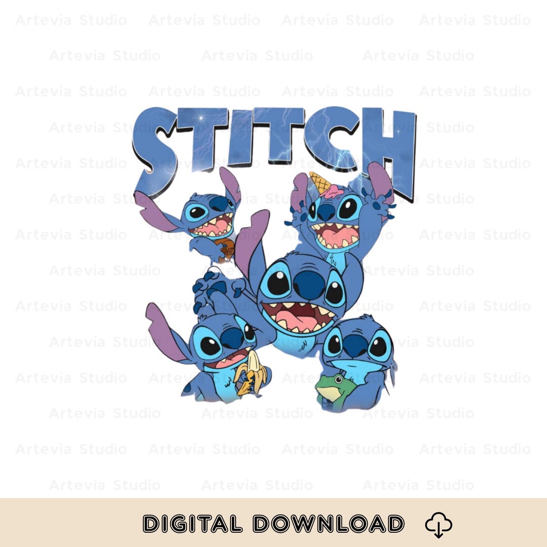 Retro Stitch PNG, süßes Disney Stitch Sublimationsdesign, Groovy ...