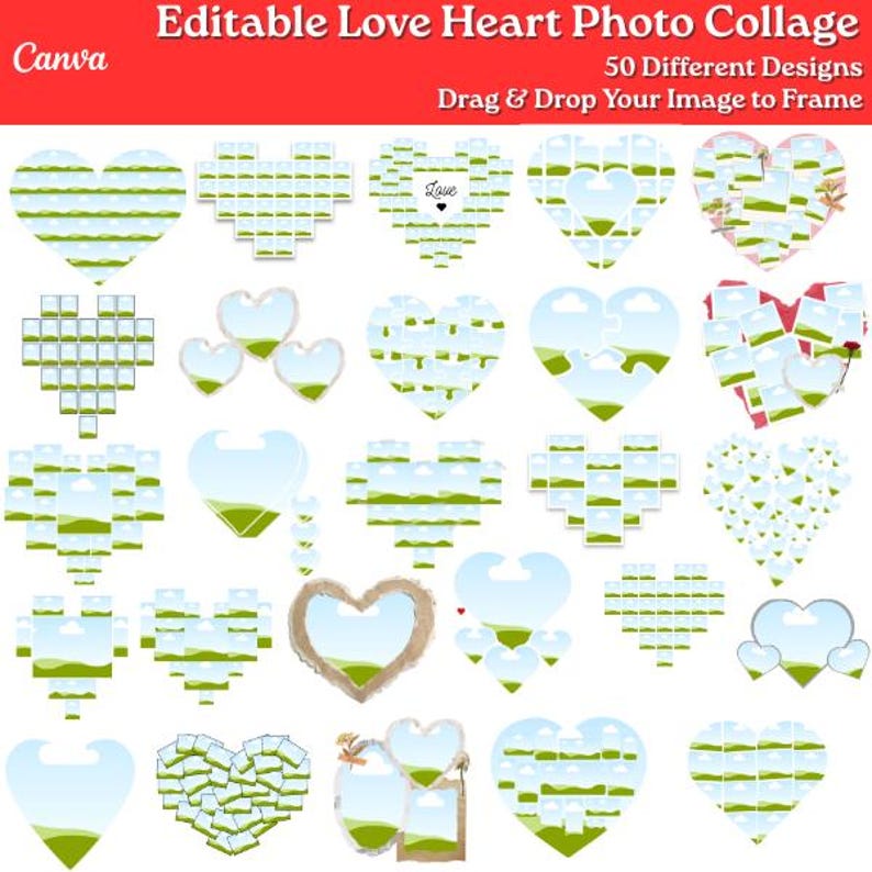 50 Heart Photo Collage Canva Templates - Etsy Australia