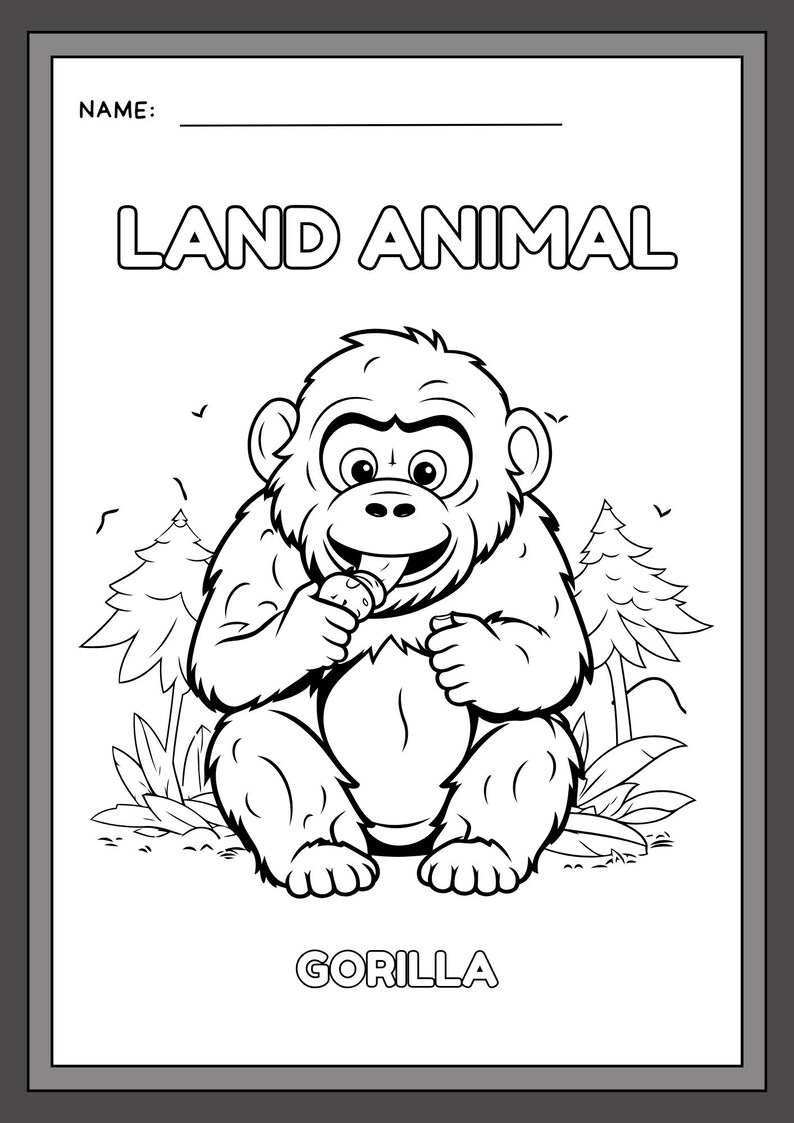 Land Animals Coloring Pages | Kids Printable Activity (PDF Download) - Etsy