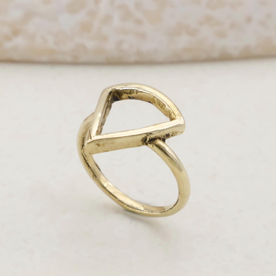 Minimalist Gold Triangle Ring, Open Geometric Statement Ring, Modern ...