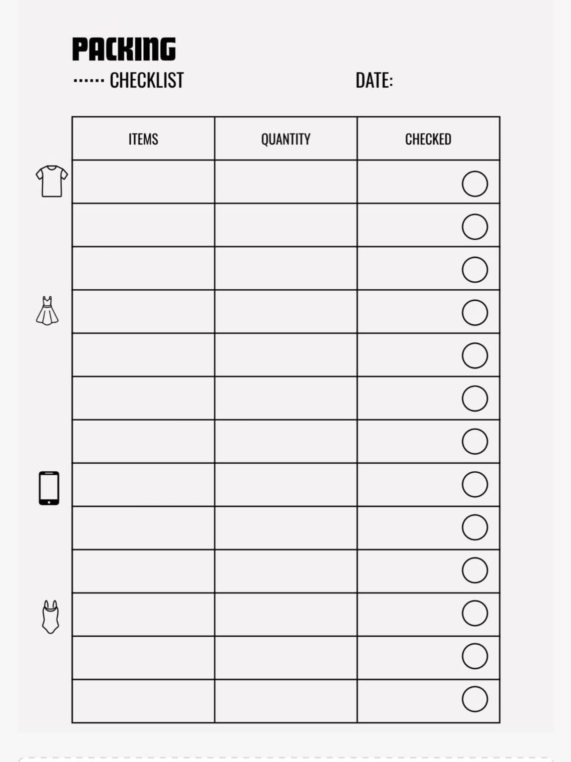 A4 Packing List Printable, Travel Packing Checklist, Instant Download ...