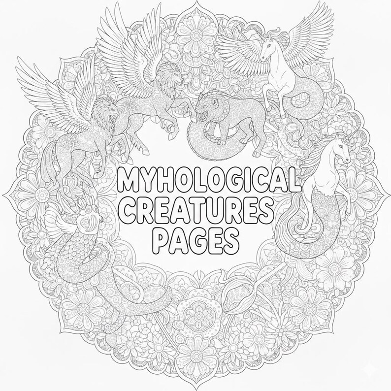 Fantasy Adventure Coloring Book for Kids Ages 6–9 – Mythical Creatures ...