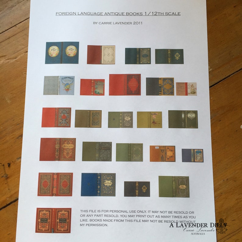 PDF Vintage Foreign Language Book Covers for Dollhouse Miniature 1/12 ...