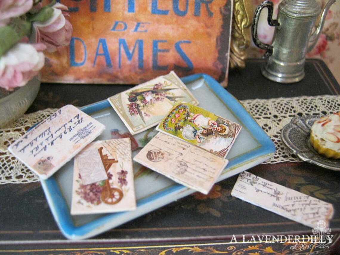 Distressed/vintage Set of Postcards for Dollhouse Miniature - Etsy