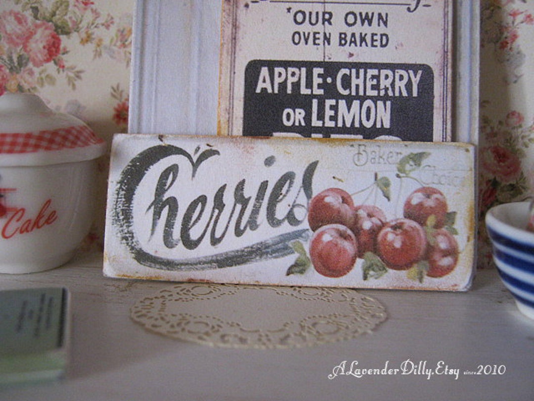Vintage Cherries Sign for Dollhouse - Etsy
