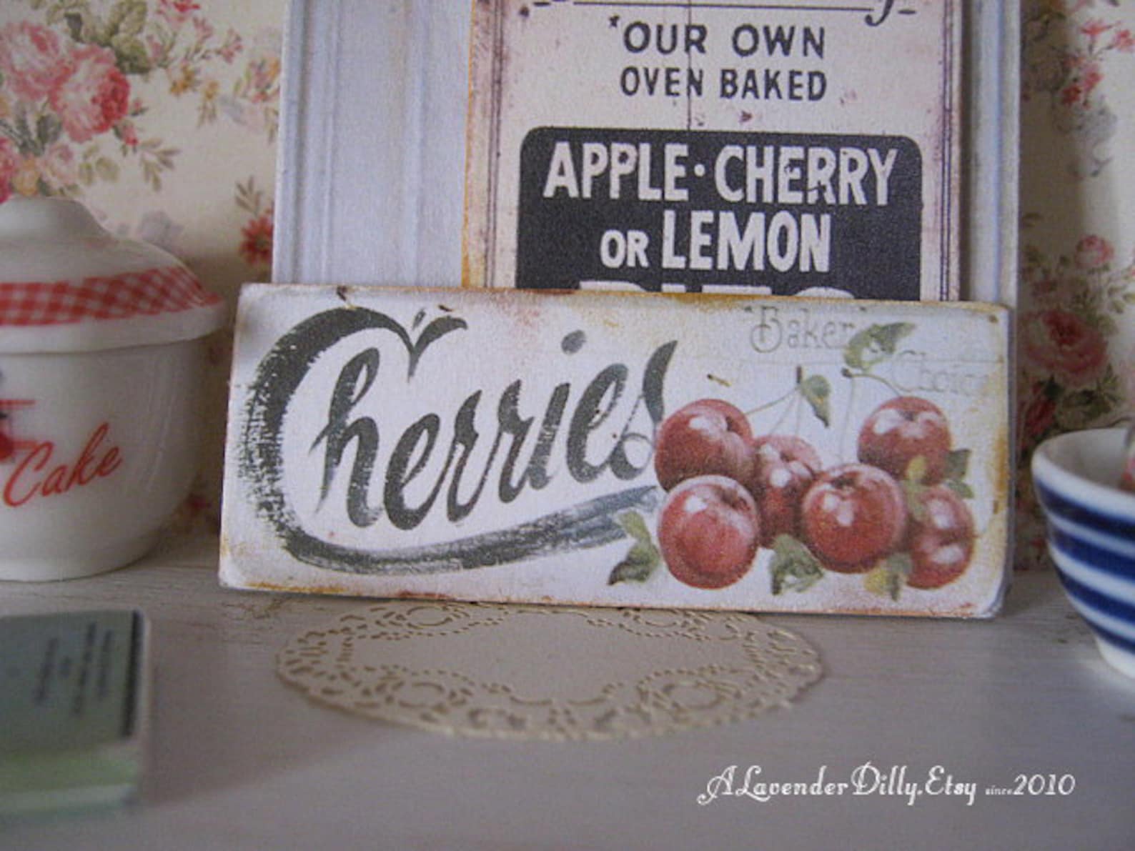 Vintage Cherries Sign for Dollhouse - Etsy