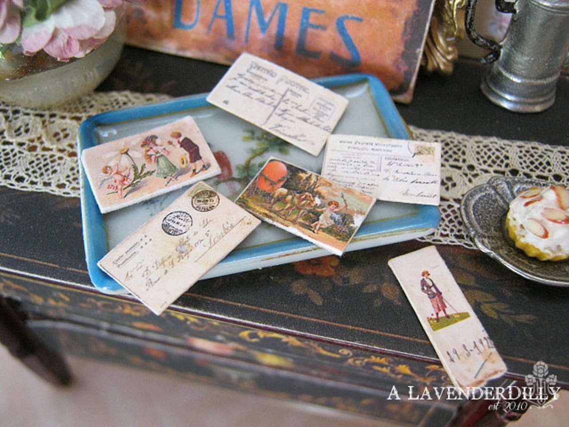 Distressed/vintage Set of Postcards for Dollhouse Miniature - Etsy