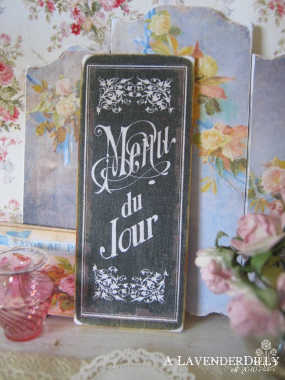 French Menu Chalkboard Sign for Dollhouse - Etsy