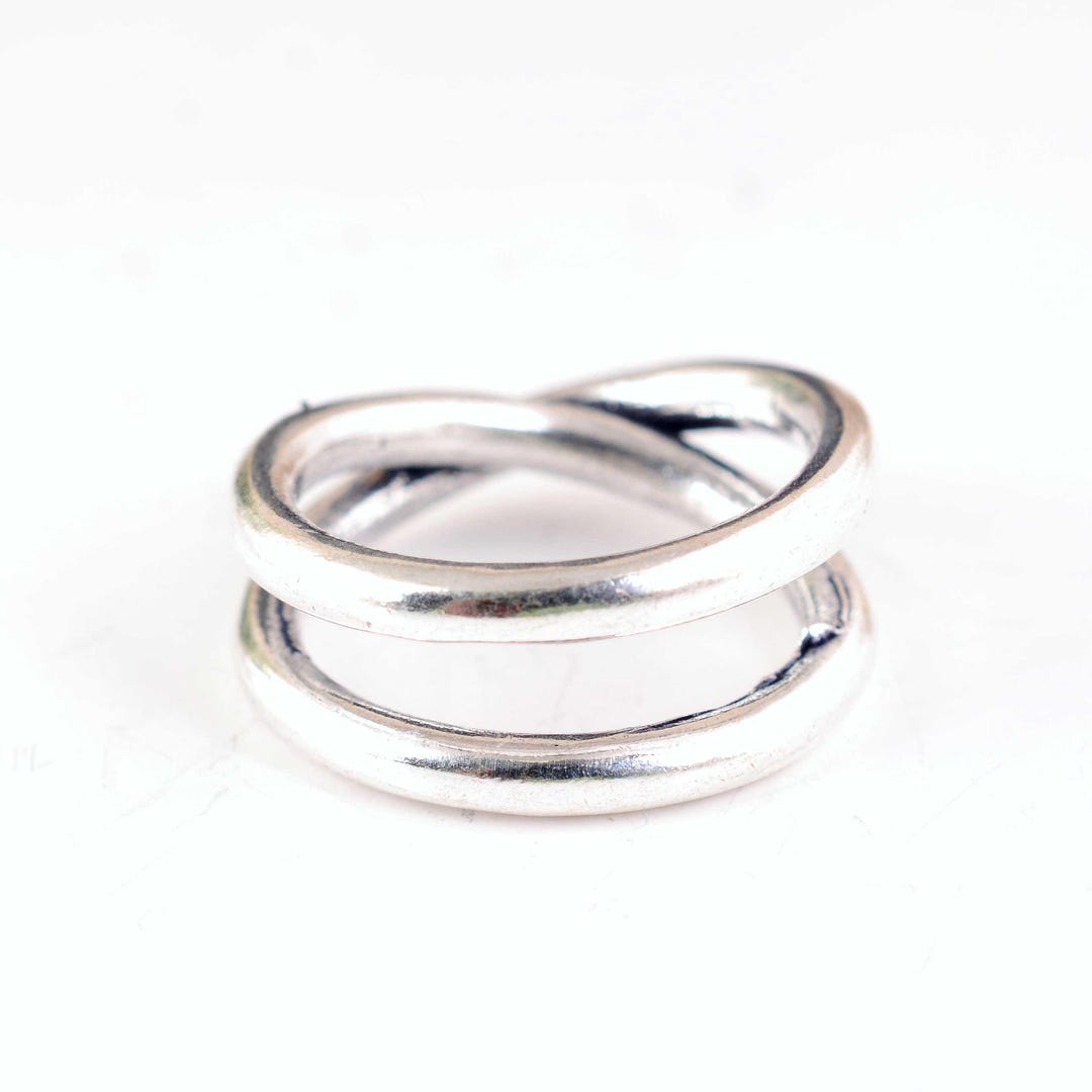 Handmade Silver Double Band Ring | Minimal Stacking Silver Ring ...