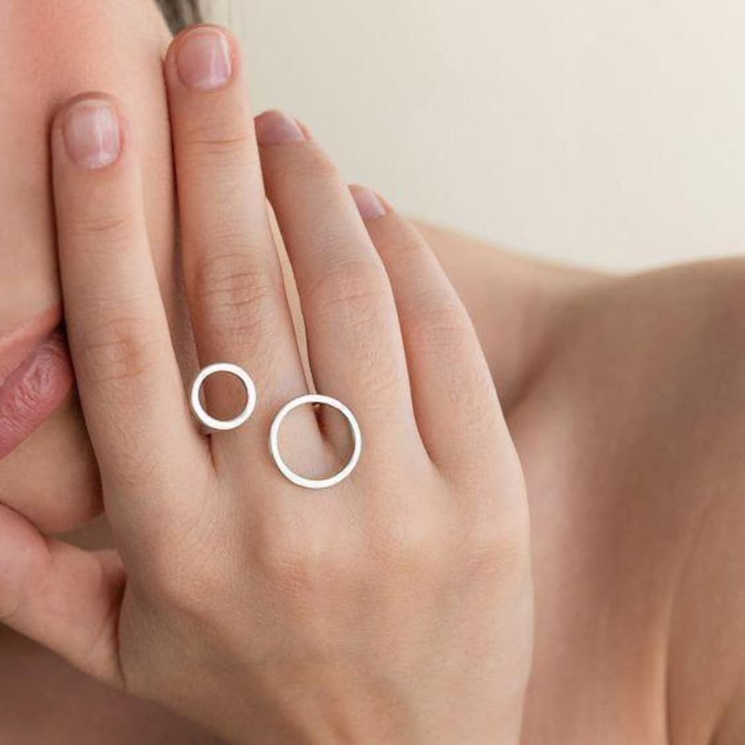 Minimal Brass Circle Ring Set | Handmade Open Circle Rings | Modern ...