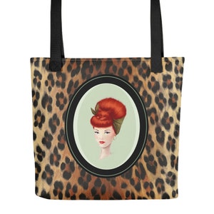 Leopard Print Pin up Girl Tote Bag. Casual Everyday Bag. - Etsy