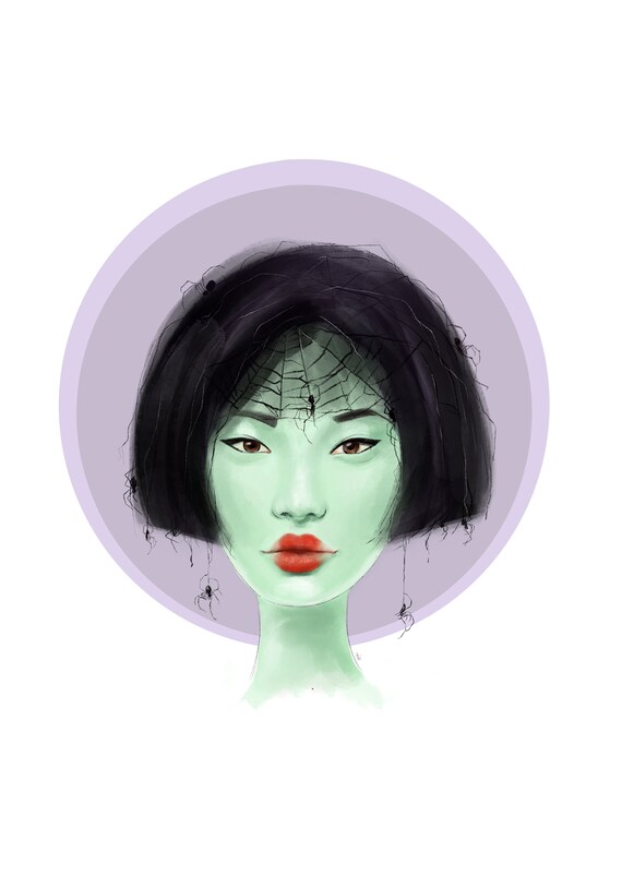 Black Widow Vintage Pinup Girl Art Poster Print. Gothic | Etsy