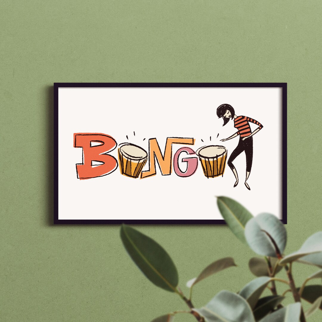MCM Beatnik Bongo Art Print Poster. Mid Century Modern Mod - Etsy UK