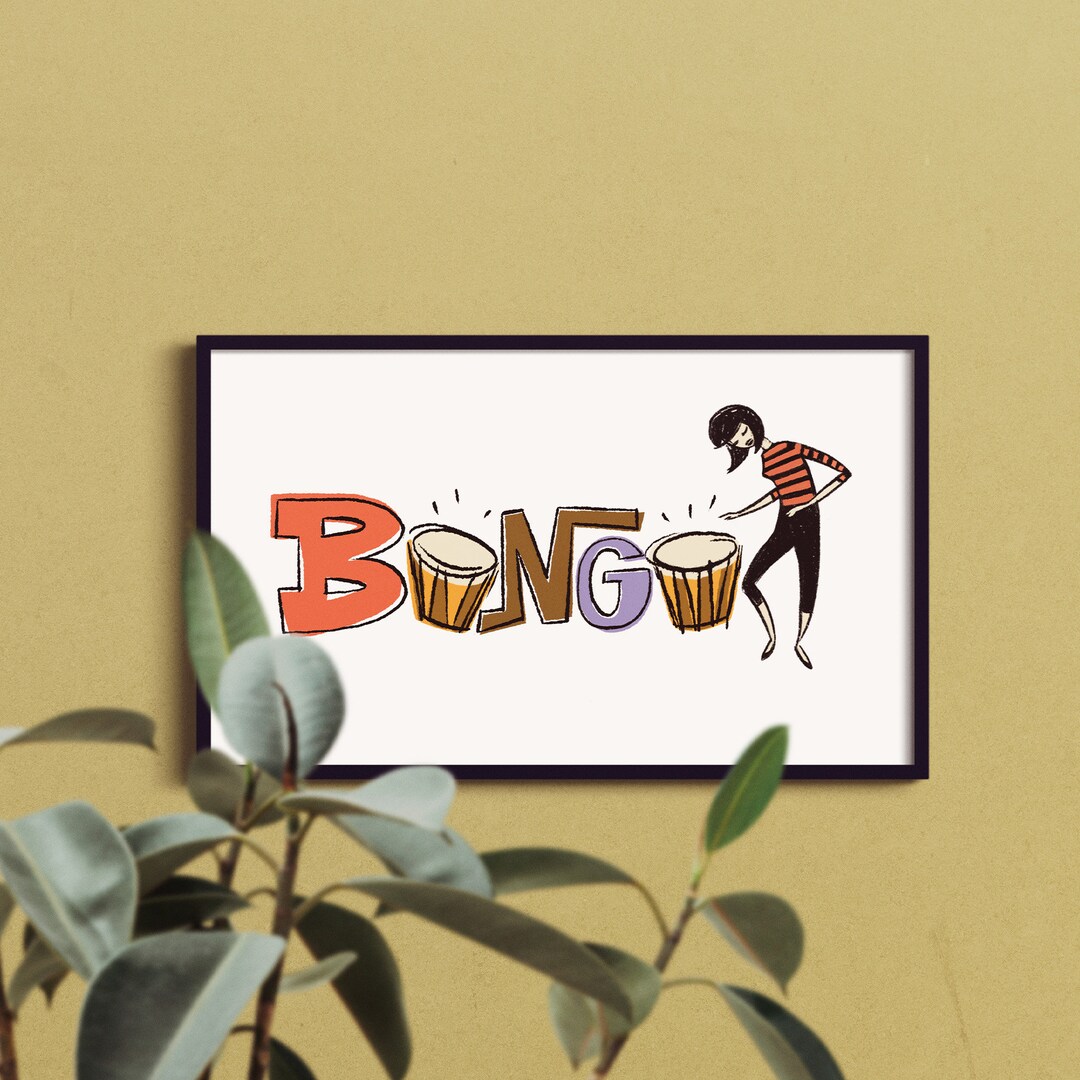 MCM Beatnik Bongo, Art Print Poster. Mid Century Modern Mod Bongo Brown ...