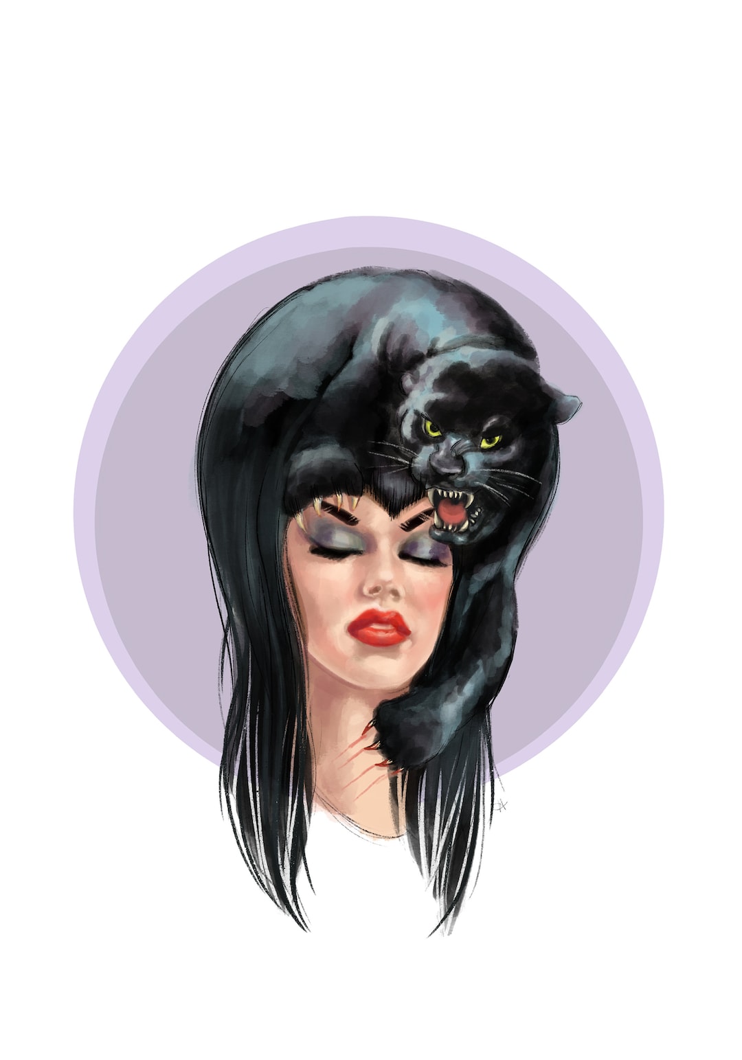 Halloween Pinup Girl Wall Art, Black Panther, Gothic Pinup Girl, - Etsy