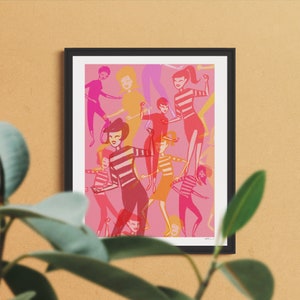 MCM Beatnik. Pink Mix, Art Print Poster. Mid Century Modern Mod Dancers ...