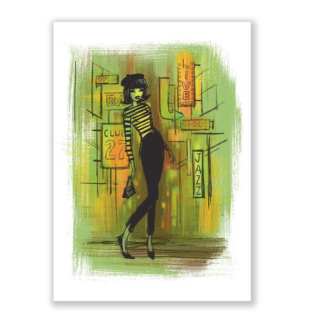 MCM Beatnik Girl, Live Jazz. 3 Colours to Choose From. Art Print Poster ...