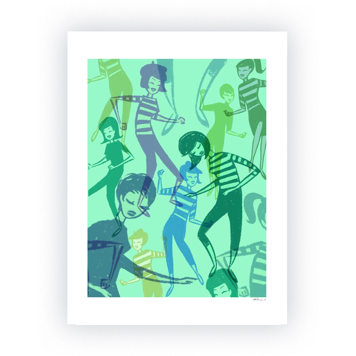 MCM Beatnik. Pink Mix Art Print Poster. Mid Century Modern - Etsy