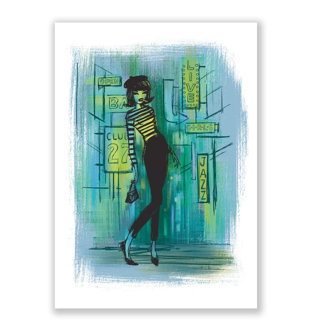 MCM Beatnik Girl, Live Jazz. 3 Colours to Choose From. Art Print Poster ...