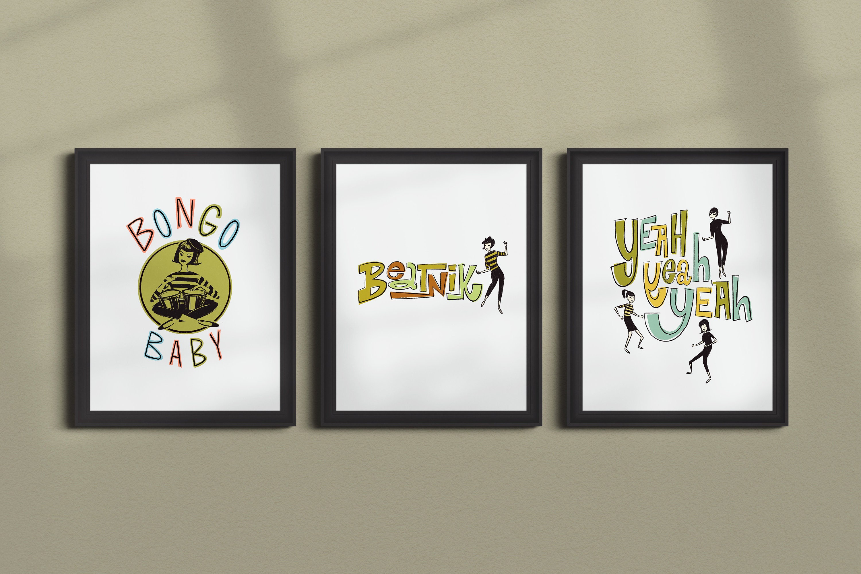 MCM Beatnik Kunstdruck Poster. Mid Century Modern Mod Tänzerin | Etsy