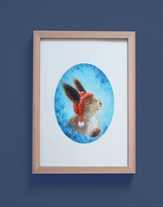 Winterland Snow Bunny Rabbit Art Print Poster | Etsy