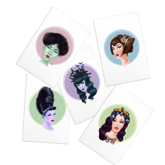 Vintage Horror Pin up Girl Postal. Tarjeta de Halloween - Etsy España