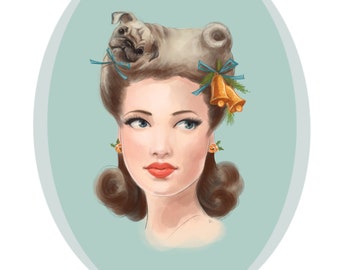 Christmas Vintage Pinup Girl Art Print Poster. Christmas | Etsy