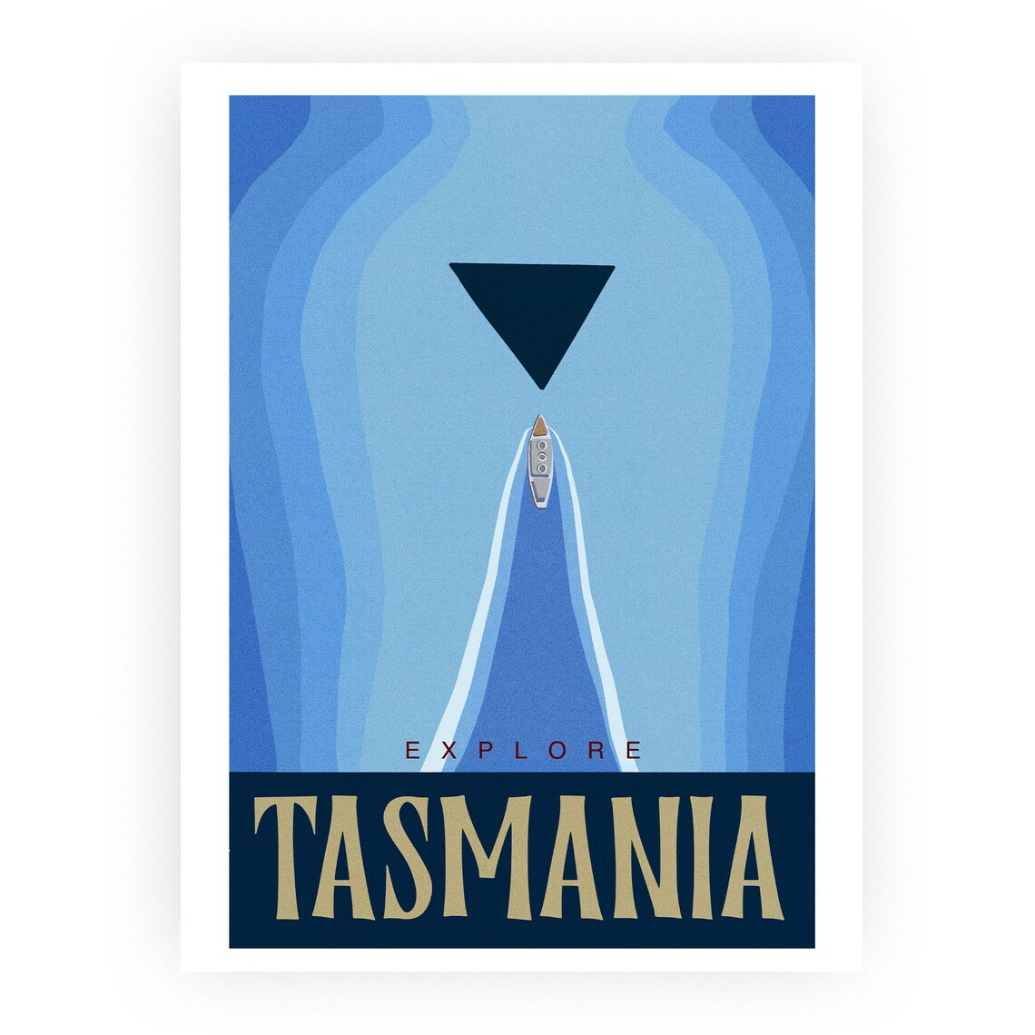 Vintage Minimalist Travel Art Print Poster. Bermuda Triangle | Etsy