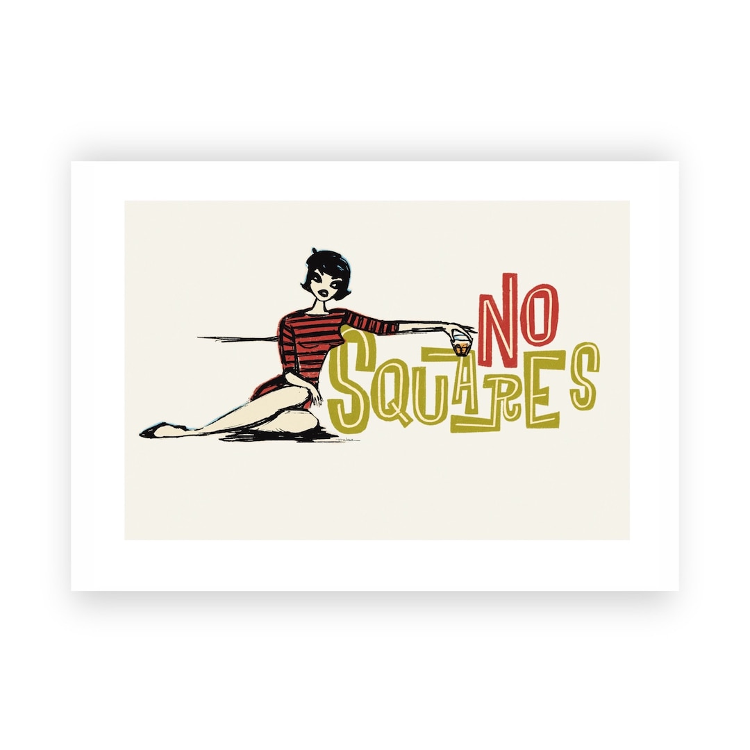 MCM Beatnik Girl No Squares, Art Print Poster. Mid Century Modern Decor ...
