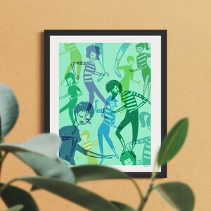 MCM Beatnik. Pink Mix, Art Print Poster. Mid Century Modern Mod Dancers ...