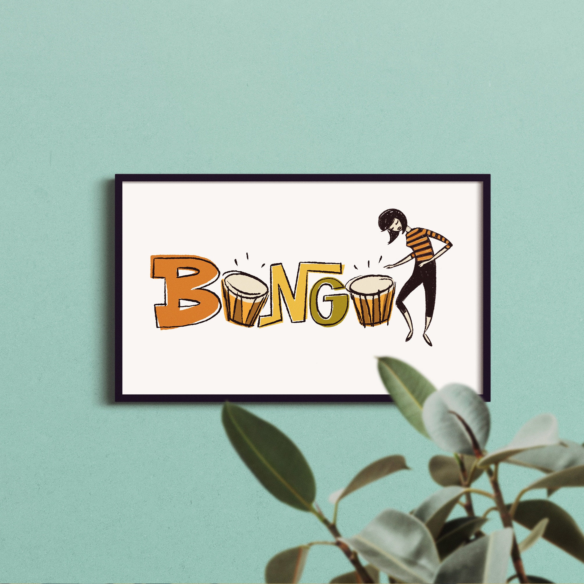 MCM Beatnik Bongo Art Print Poster. Mid Century Modern Mod - Etsy UK