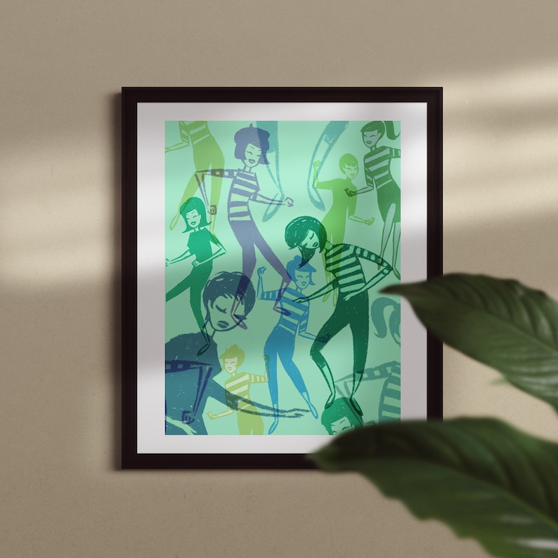 MCM Beatnik. Pink Mix Art Print Poster. Mid Century Modern - Etsy