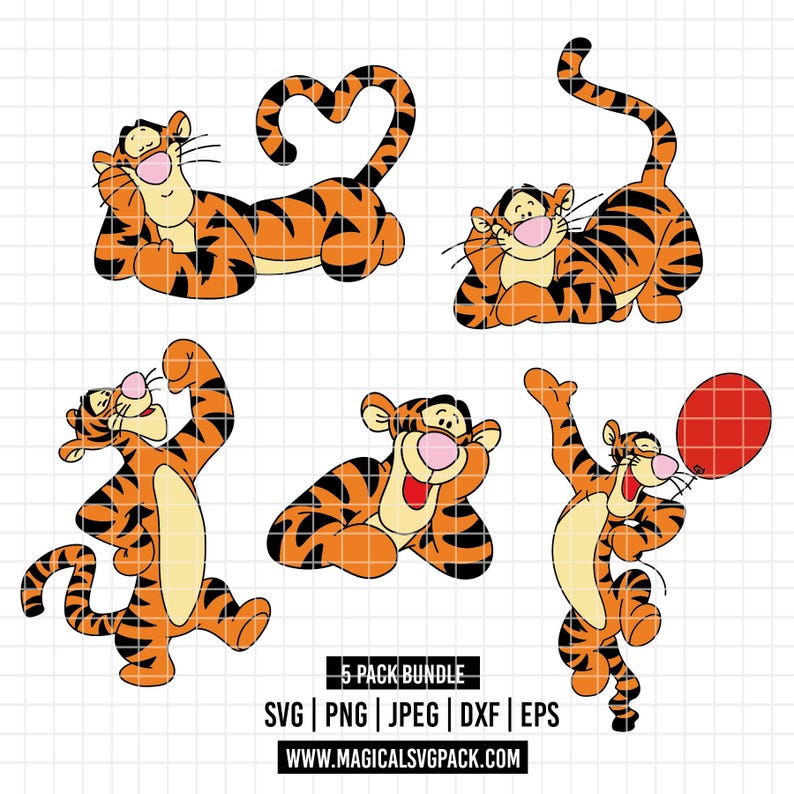 4504 - Tigger From Winnie Pooh Dtf Color Pack Bundle Svg, Eps, Png, Dxf ...