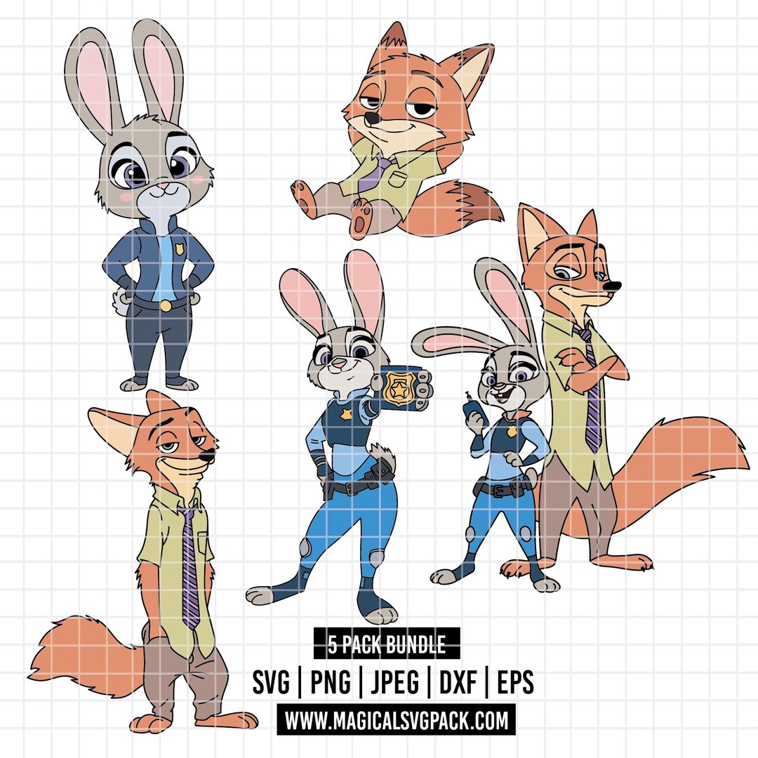 5765 - Zootopia Pack Bundle Dtf Full Color Svg, Eps, Png, Dxf, Jpeg ...