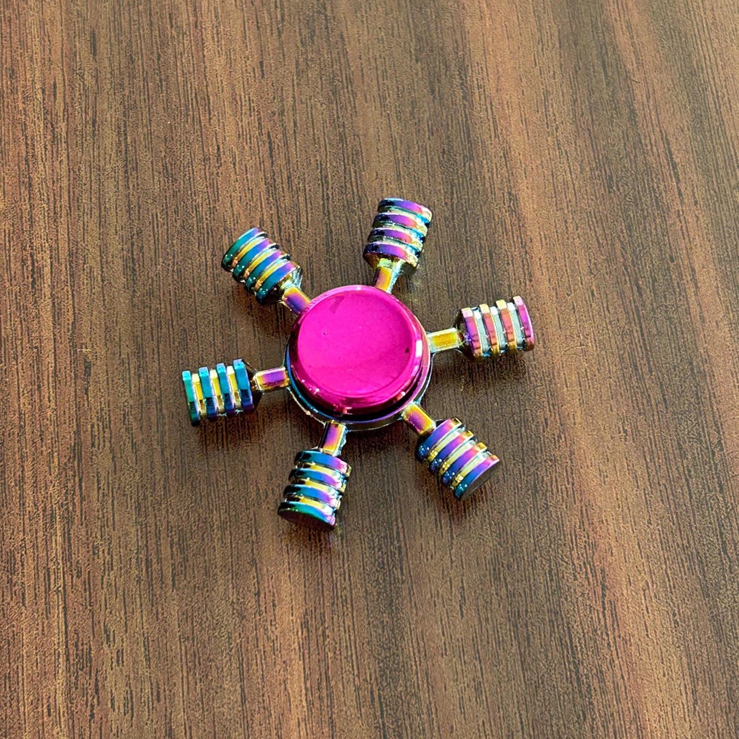 Rainbow Radial Piston Fidget Spinner Metallic 6-cylinder Engine Kinetic ...