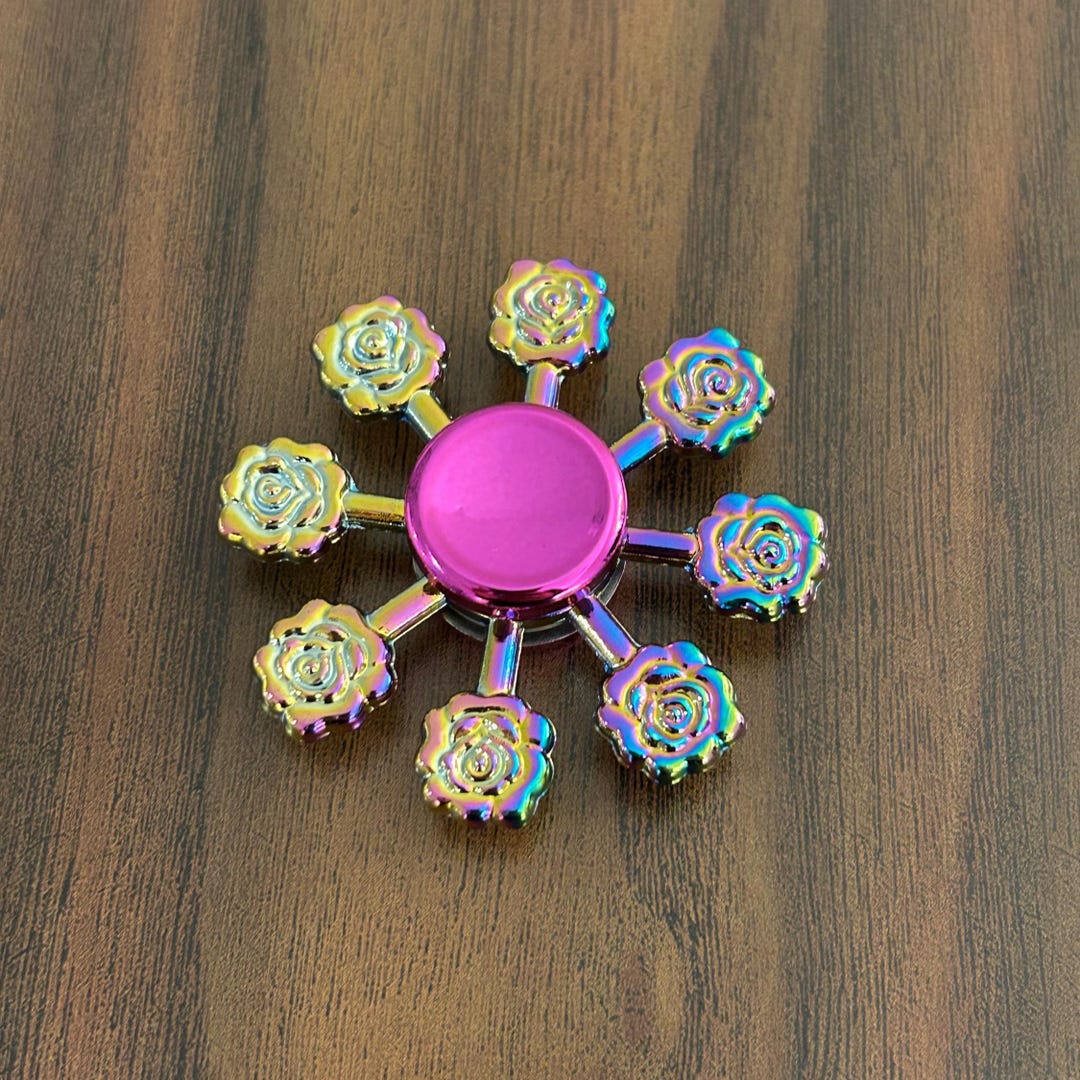 Rainbow Rose Garden Fidget Spinner Toy: Gift Gadget for Flower Lovers ...