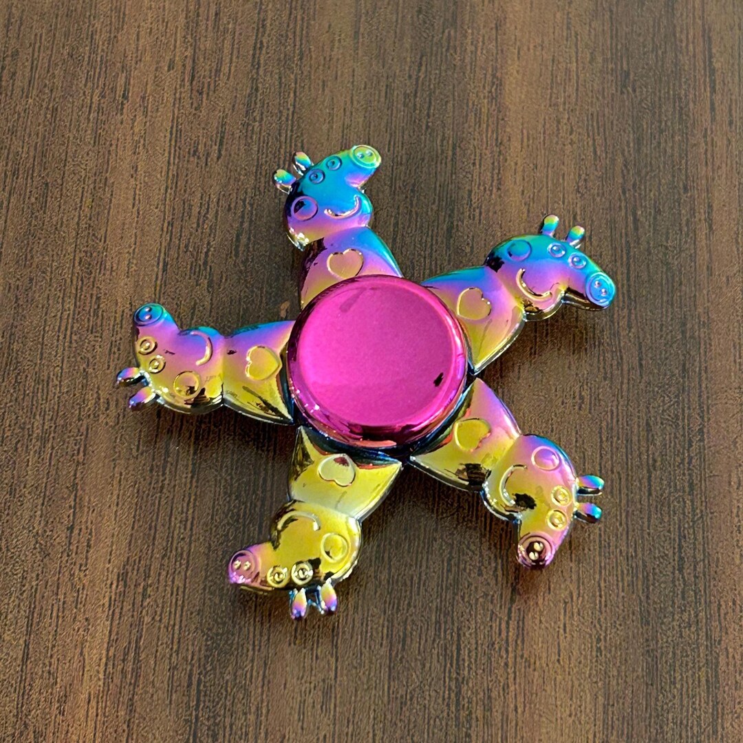 Rainbow Whimsical Pig Fidget Spinner, Iridescent Metal Cartoon Animal ...