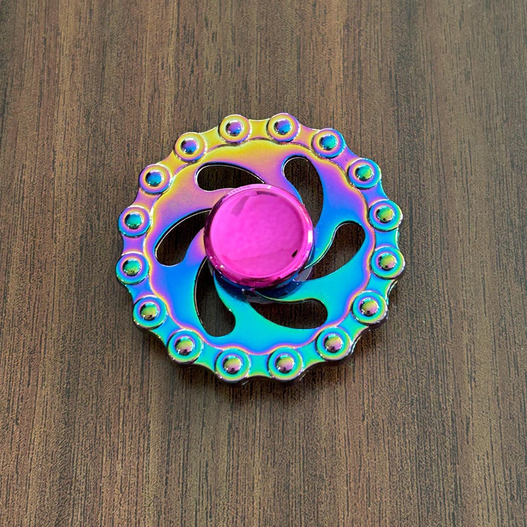 Rainbow Turbine Chain Fidget Spinner, Metal Bike Link Kinetic Desk Toy ...