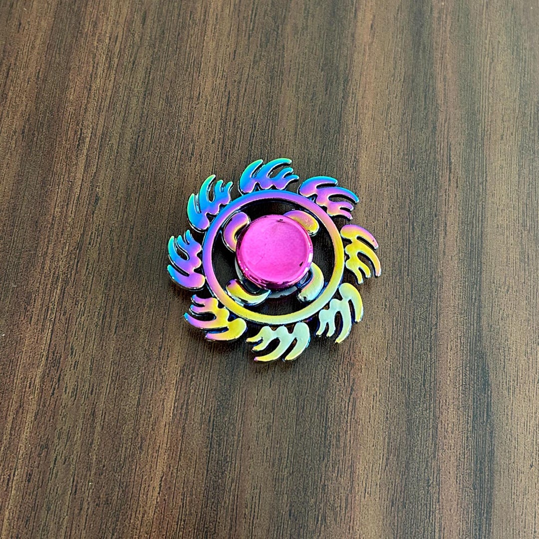 Iridescent Flame Fidget Spinner - Rainbow Metallic Fire Aura Pocket ...