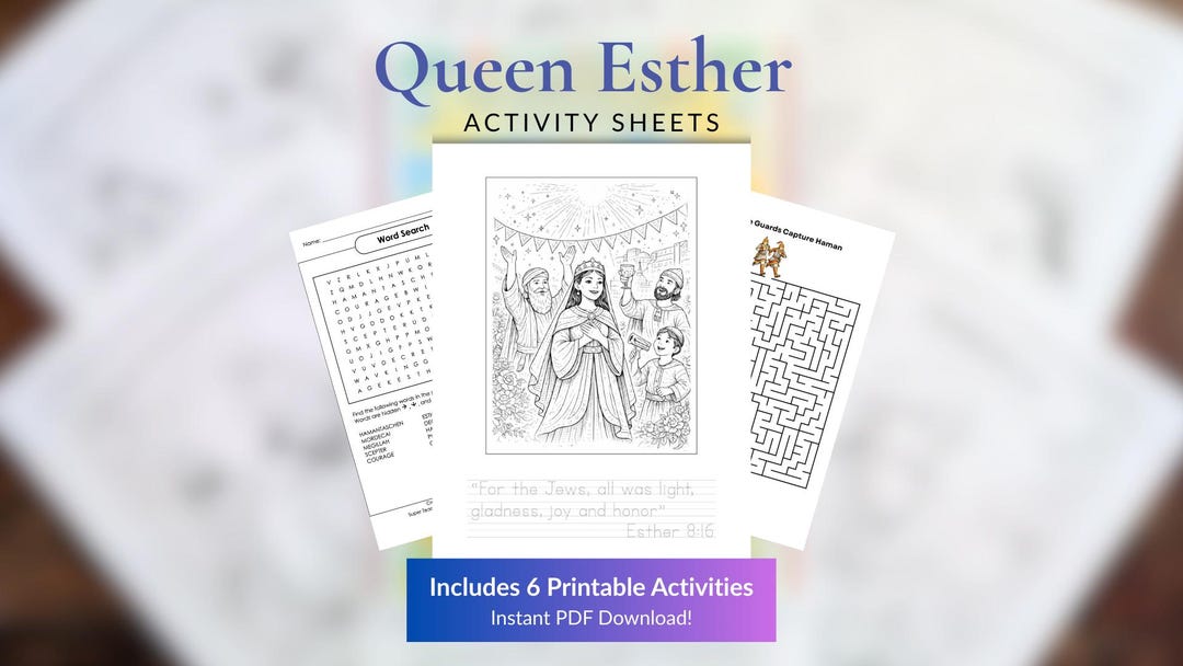 Queen Esther Bible Copywork & Activity Pages | Homeschool Sunday School ...